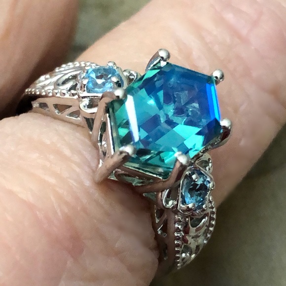 Jewelry | Peacock Quartz Electric Blue Topaz Ring | Poshmark